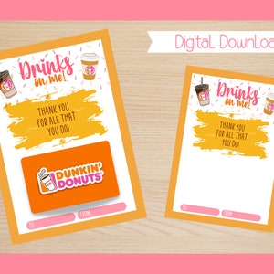 Thank You Dunkin Coffee Gift Card Holder, PDF Digital Download - Etsy