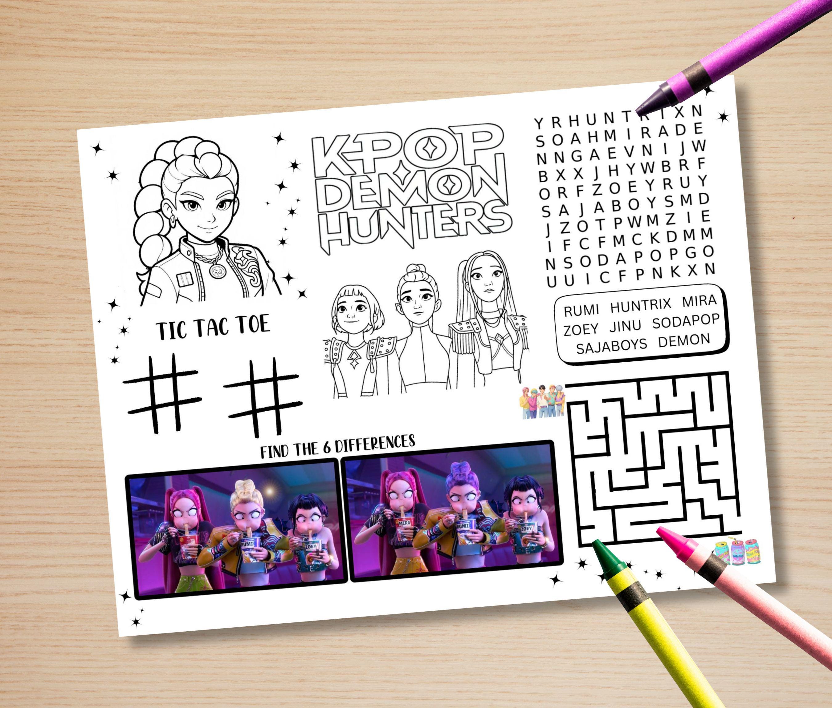 Kpop Demon Hunters Birthday Activity Placemat, PDF Digital Download - Etsy