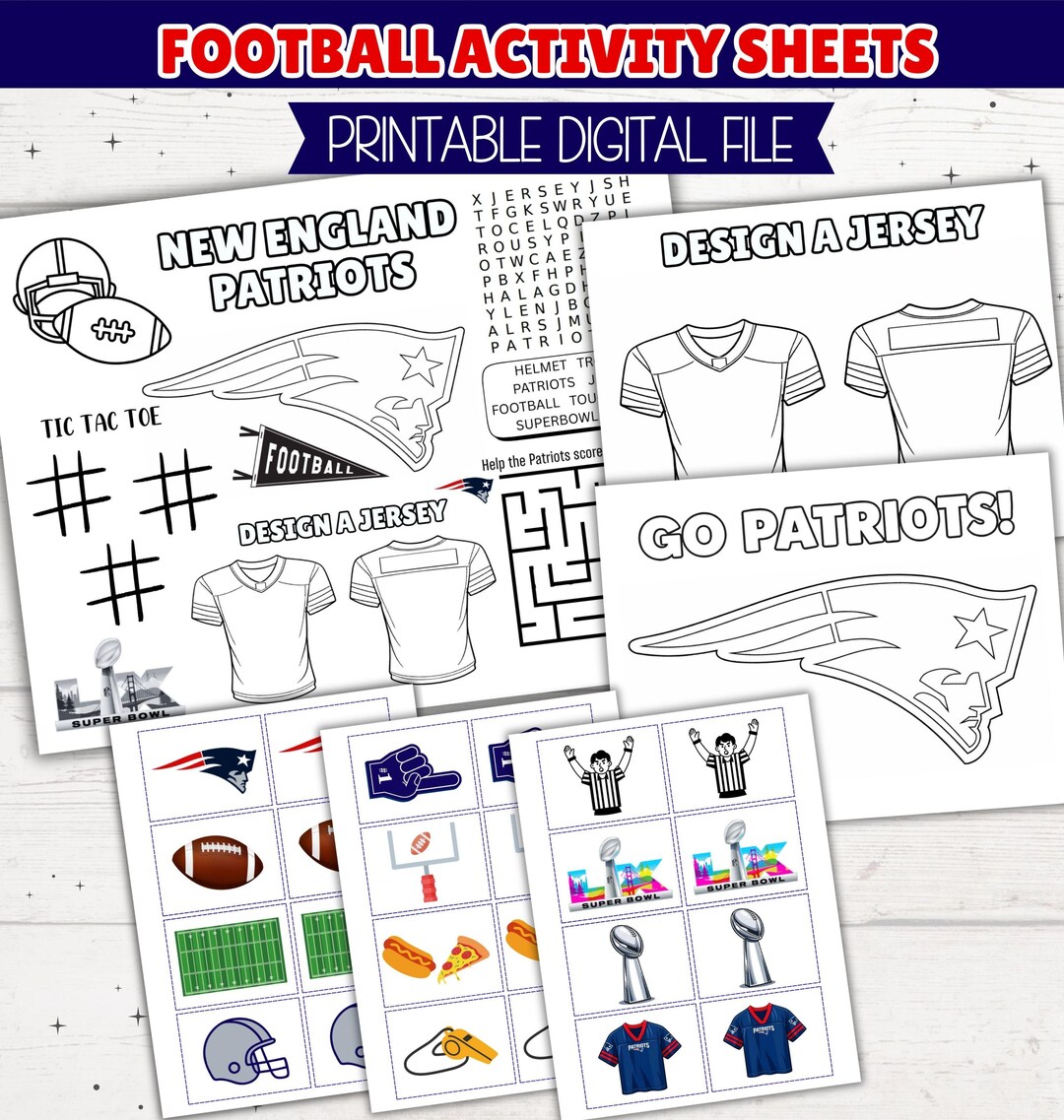 Super Bowl Kids Activity Sheets, PDF Printable - Etsy