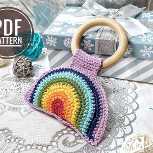 Crochet Rainbow Rattle PATTERN Crochet Baby Toys New Baby Toy Sensory ...