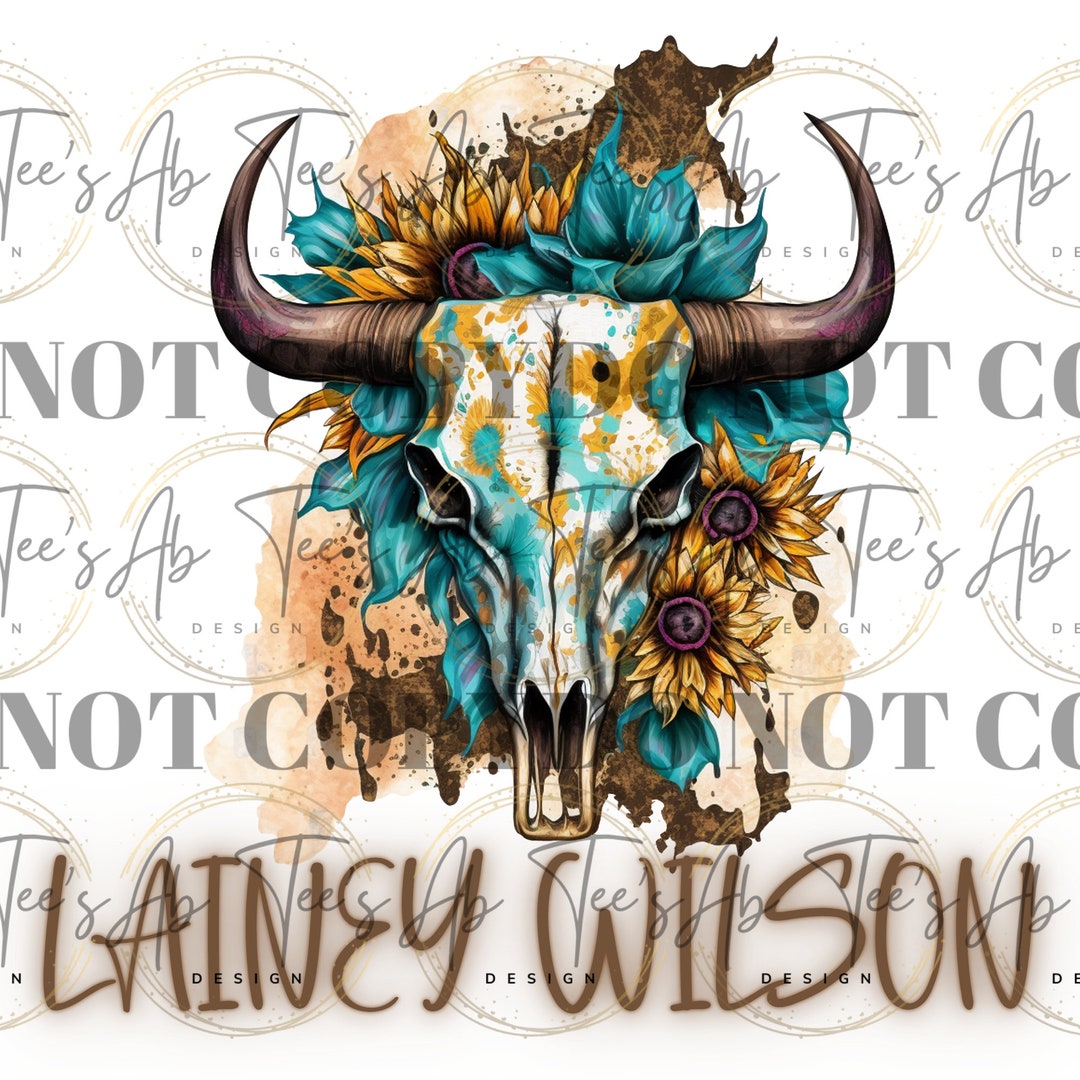Lainey Wilson Cow Bull Skull Turquoise Sunflowers Western - Etsy