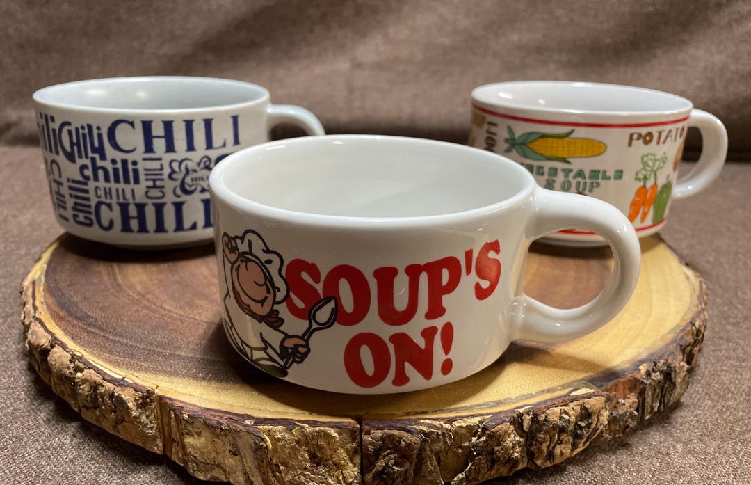 Nostalgic Fun Soup Bowls / Chili Bowls / Mugs. Vintage 70’s-80’s - Etsy