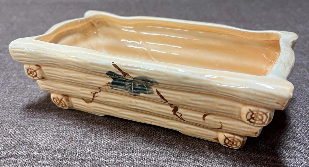 Vintage Ceramic Planter Made to Look Like Rustic Logs With Vines. - Etsy