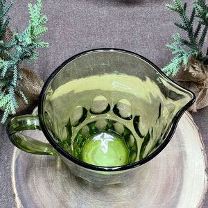Colorful Green Glass Dimple Pitcher From the 1970s - Etsy
