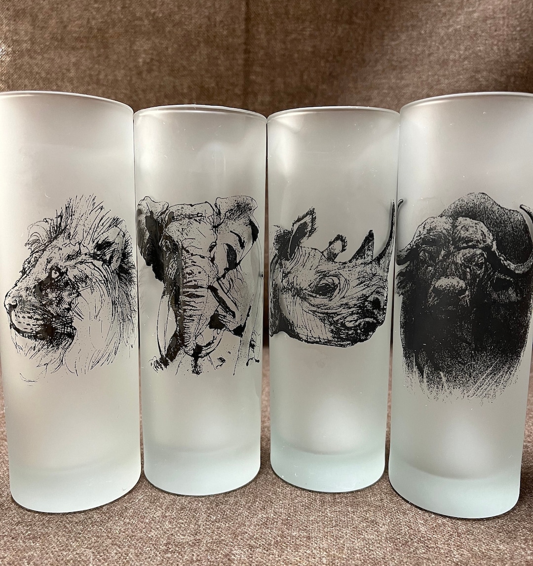 Beautiful African Safari Cocktail Glasses in a Set of 4. - Etsy