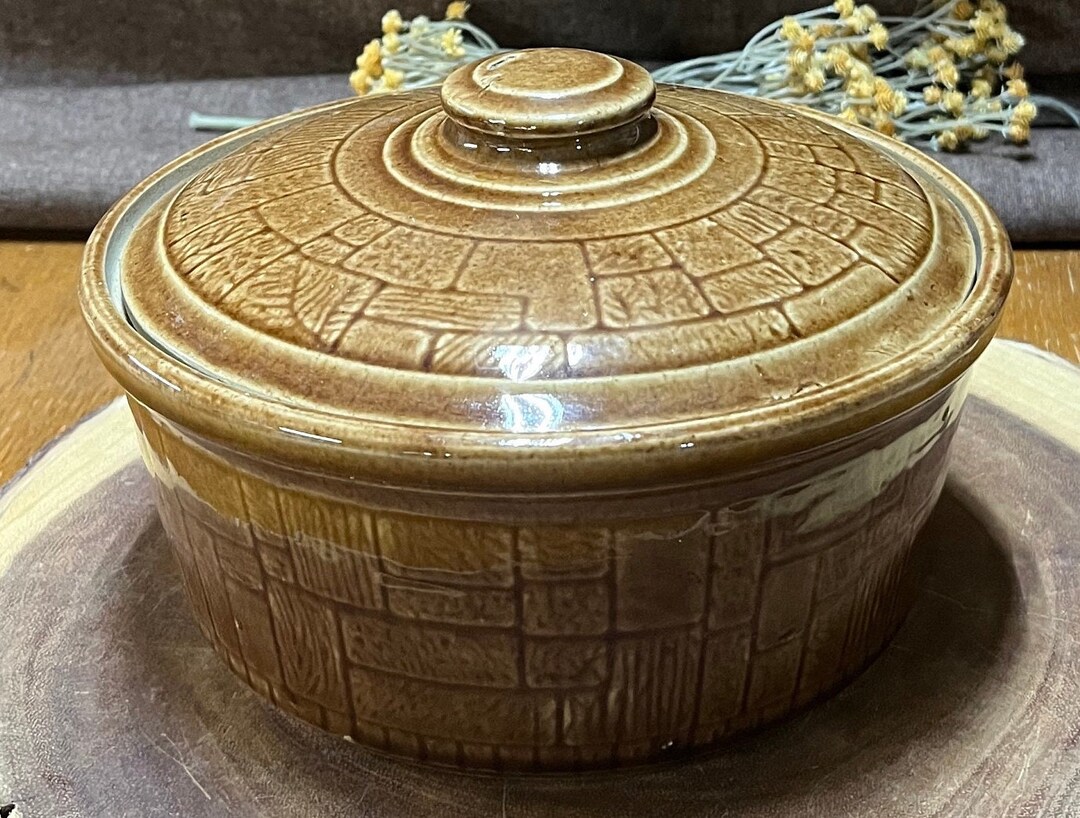 Vintage Lidded Casserole Dish/ Bean Pot - Etsy