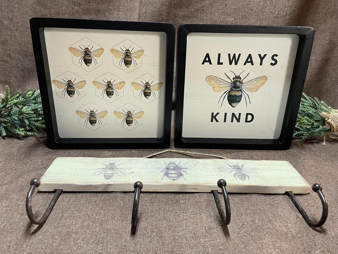 Always Bee Kind Set of Wall Hangings and Coat Hanger - Etsy