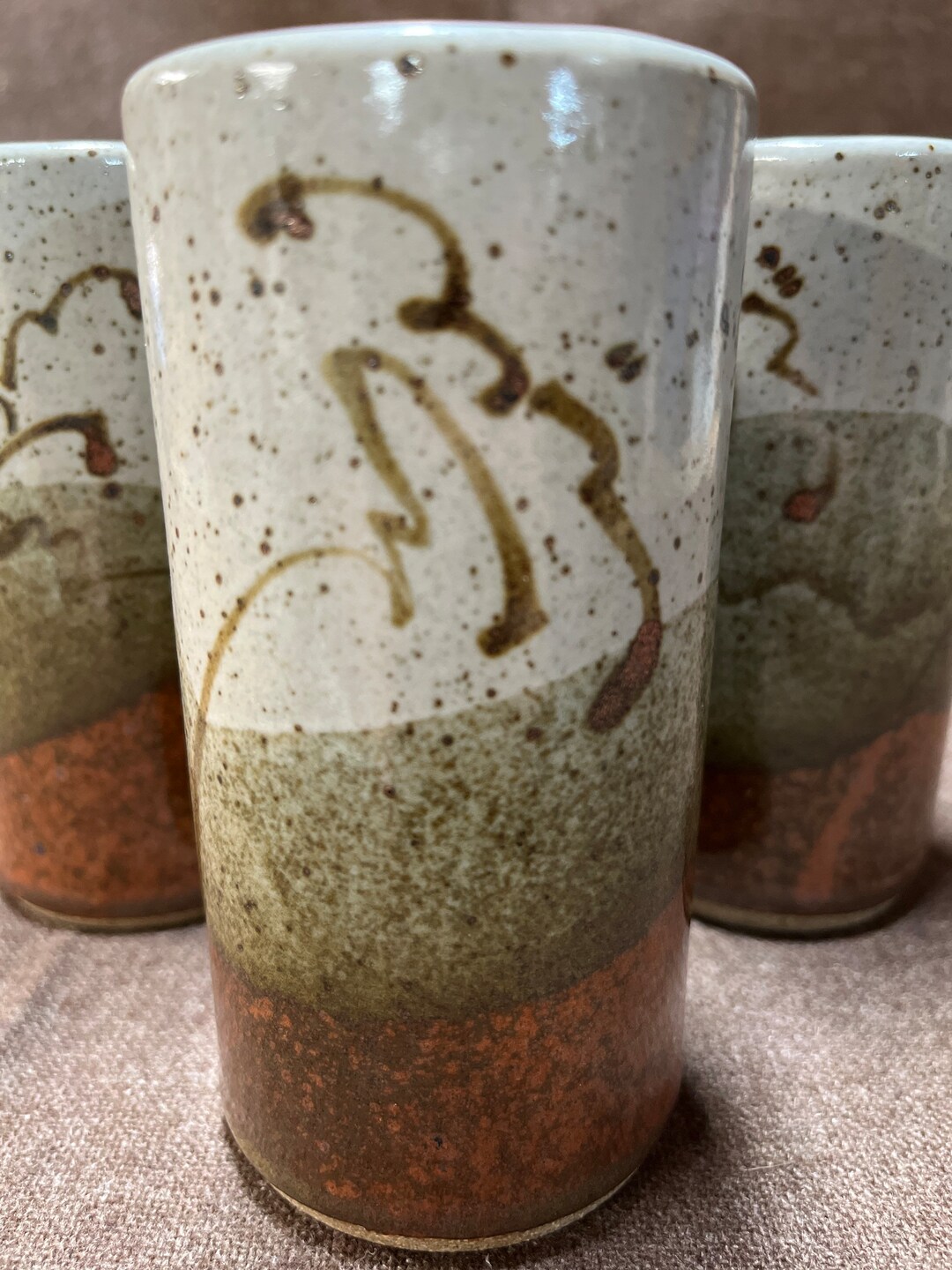 Artisan Stoneware Glasses in Gorgeous Earth Tones! Set of 6! - Etsy