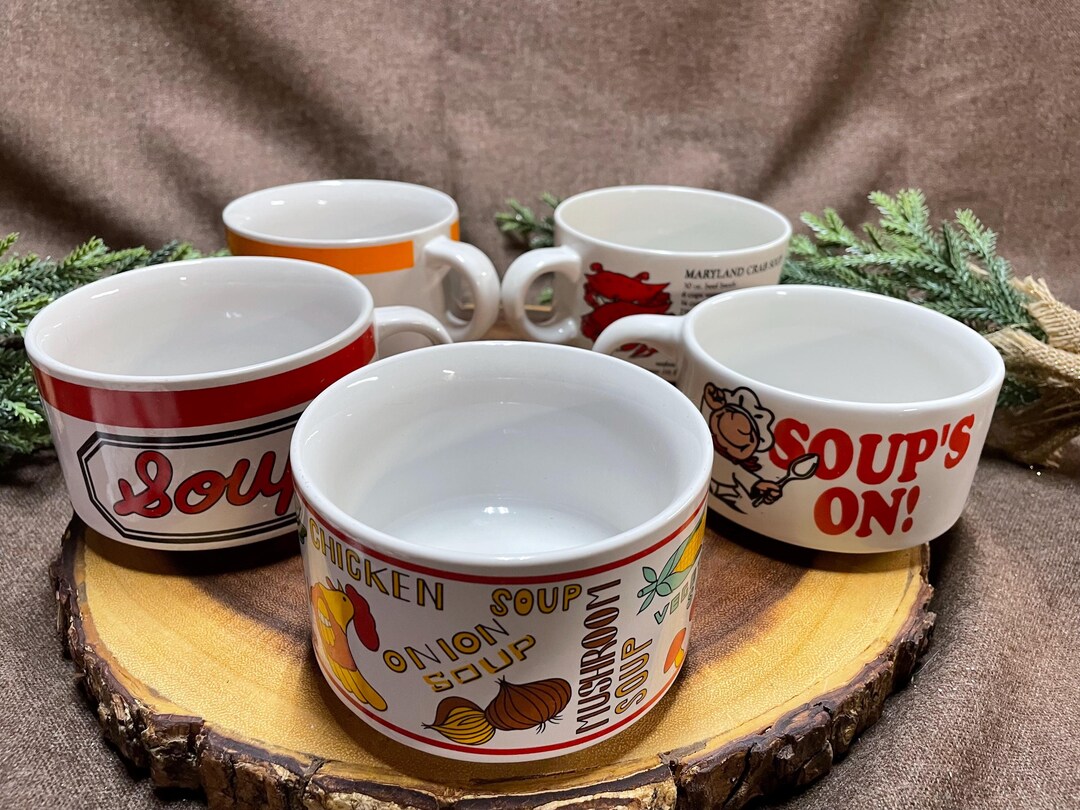 Nostalgic Fun Soup Bowls / Chili Bowls / Mugs. Vintage 70’s-80’s - Etsy