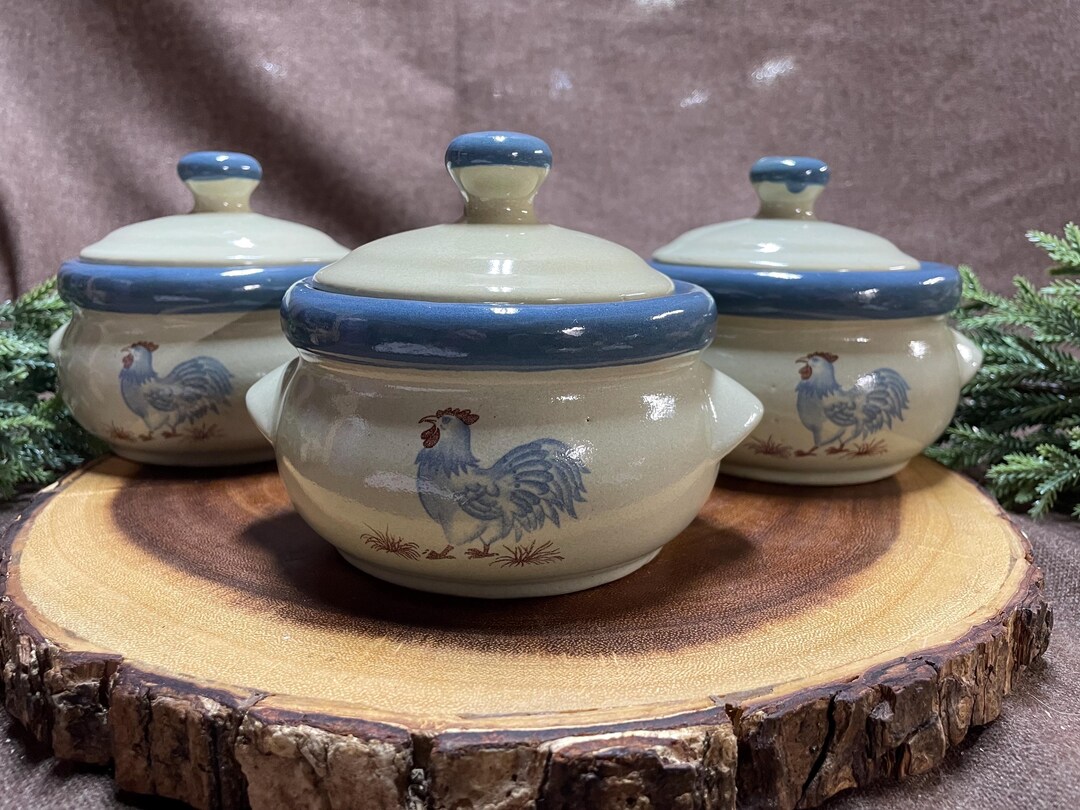 Vintage 1983 Jacaman Stoneware Ceramic Soup Bowls With Lids, Featuring ...