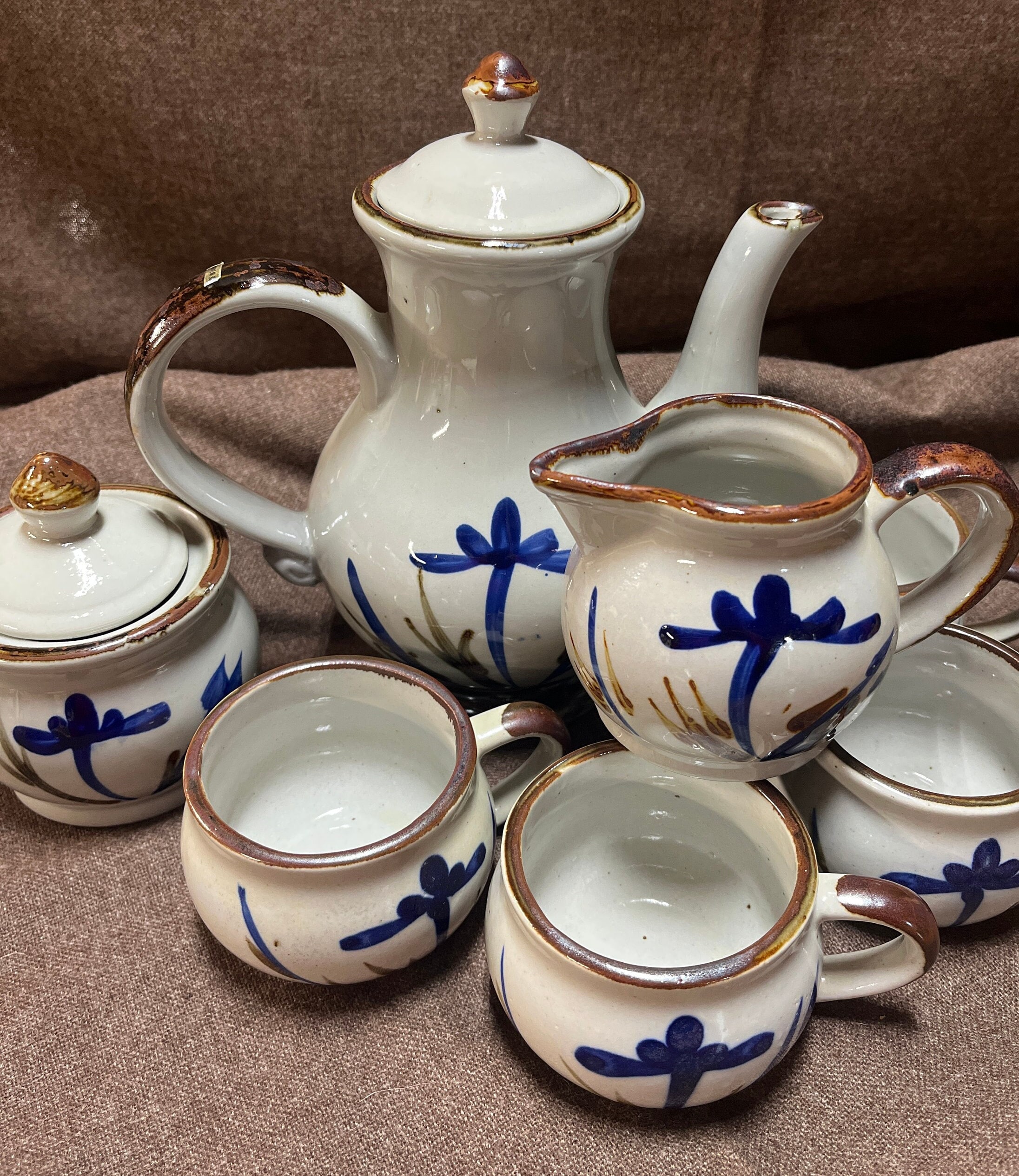 Beautiful Japanese Blue Floral Tea Set With Earth Tone - Etsy