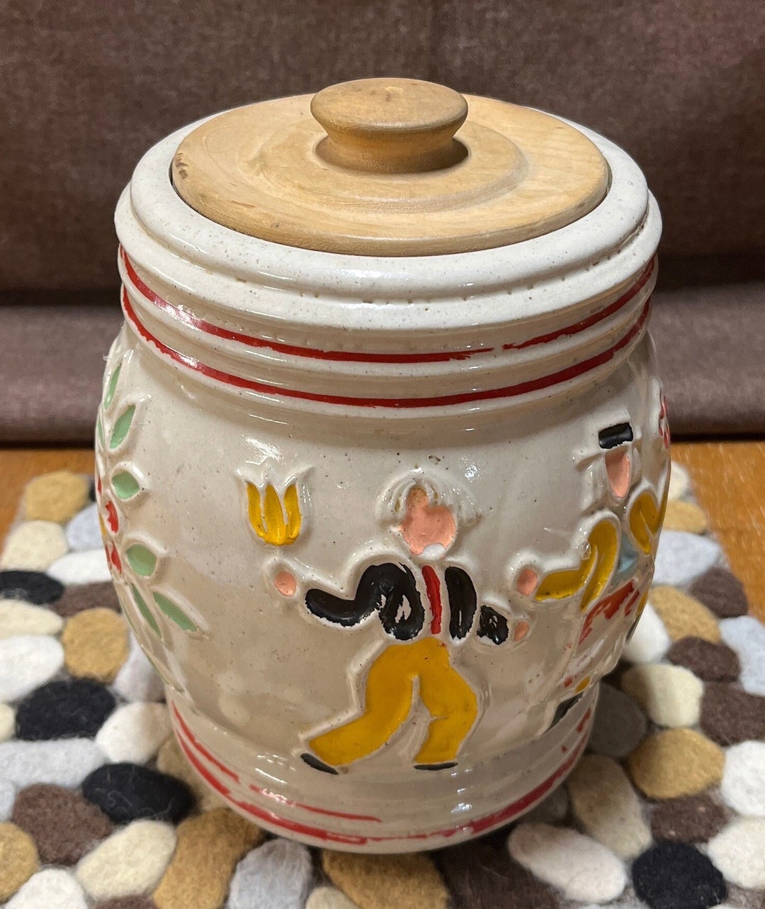 1940s Red Wing Cookie Jar With Colorful Dancing Folk Figures - Etsy