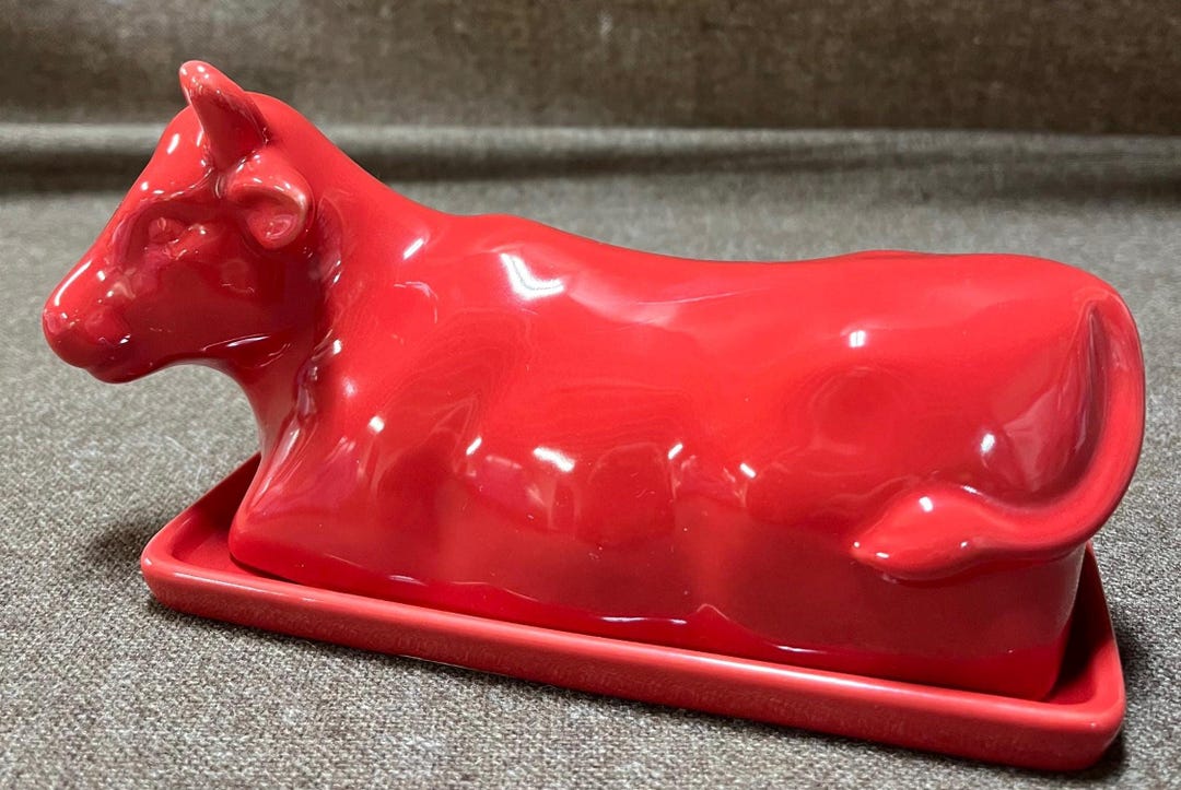 Fun Cow Butter Dish in Fire Engine Red - Etsy