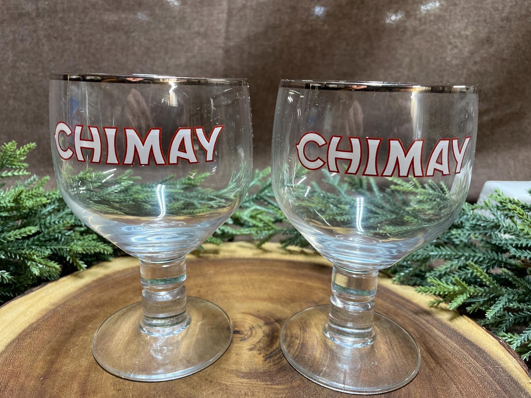 CHIMAY Stemmed Beer Glasses With Metal Rim in a Set of 2. Made in ...