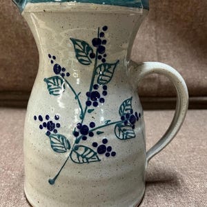Great Bay Pottery Pitcher With Blueberry Design - Etsy