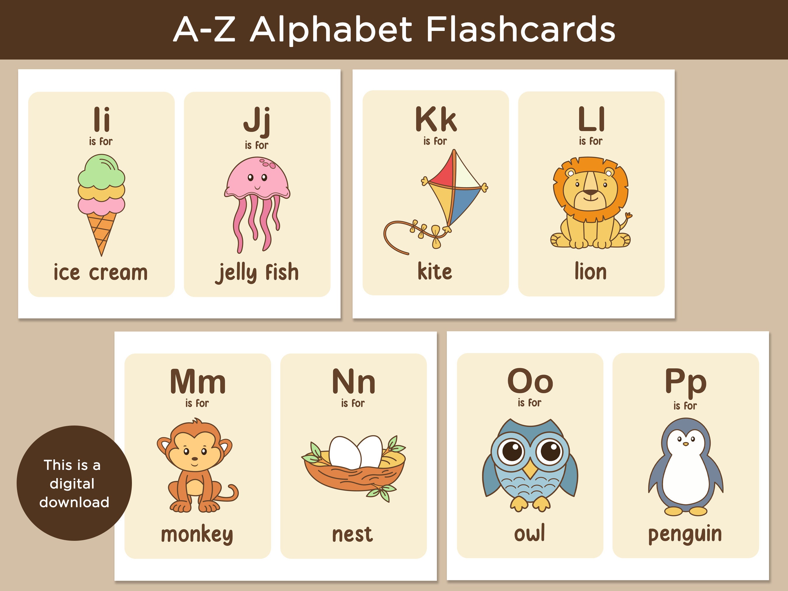 ABC Flash Cards for Kids, Learn Abcs, Printable Alphabet Flash Cards ...