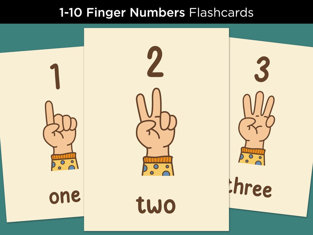 Finger Counting Number Flash Cards, Counting 1-10, Number Flash Cards ...