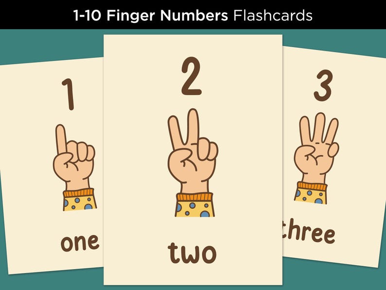 Finger Counting Number Flash Cards, Homeschool Printable (PDF) - Etsy