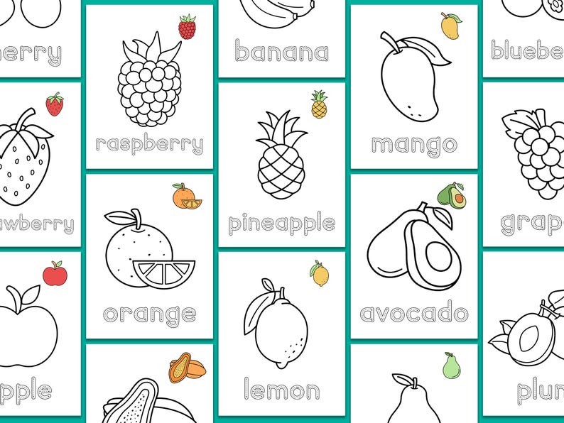 Fruits Coloring Page for Kids | Learn Colors Activity | Preschool ...