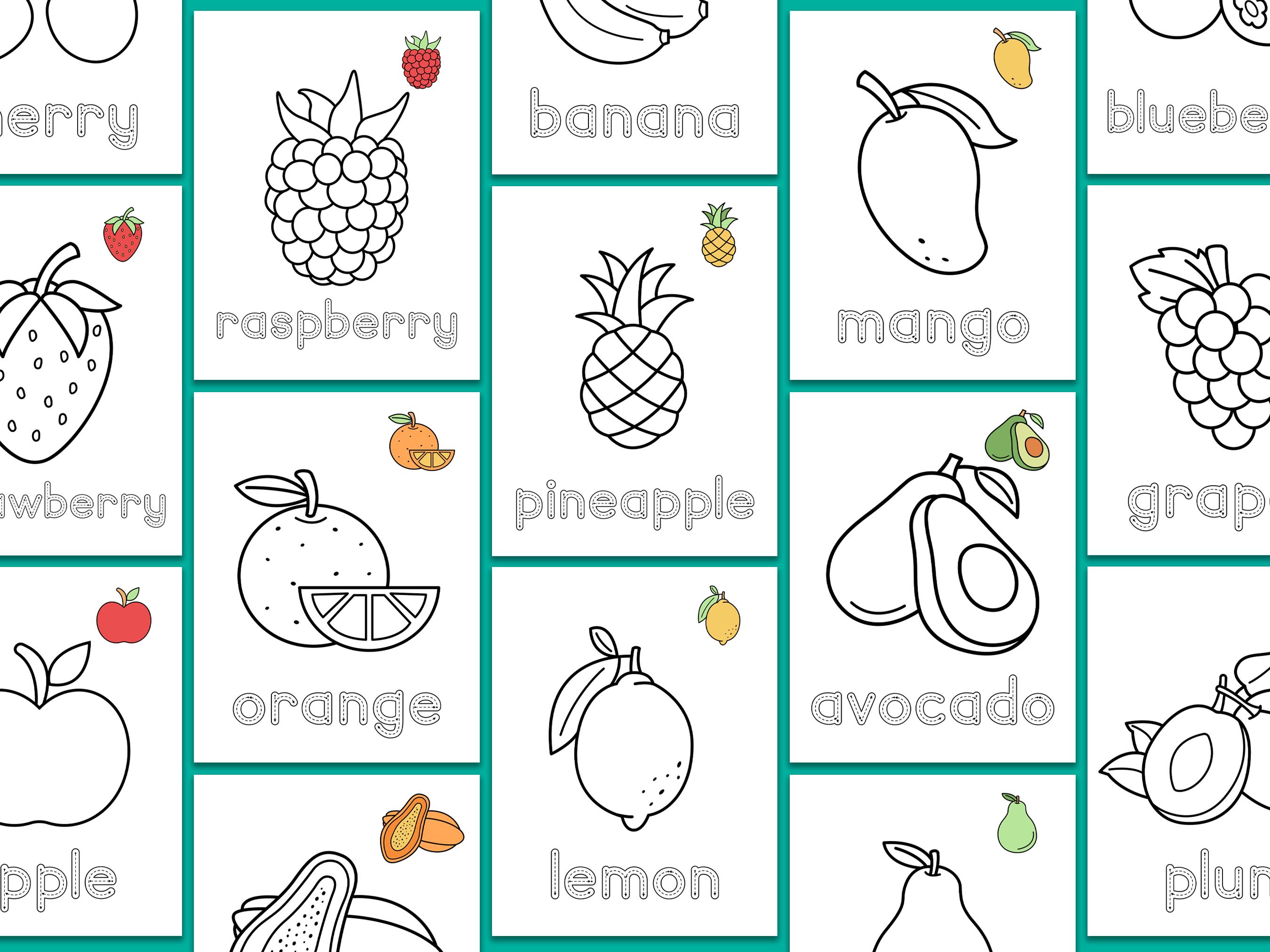 Fruits Coloring Page for Kids | Learn Colors Activity | Preschool ...