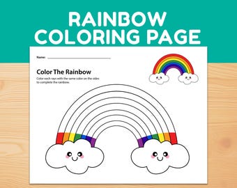 Rainbow Coloring Page for Kids Printable PDF File - Etsy