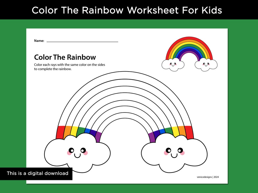 Cute Rainbow Coloring, Kids Worksheet, Creative Activity for Kids ...