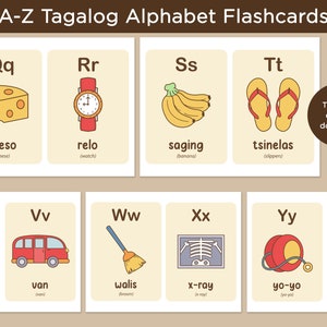 Filipino Alphabet Flashcards, Tagalog Flashcards Alphabets With English ...