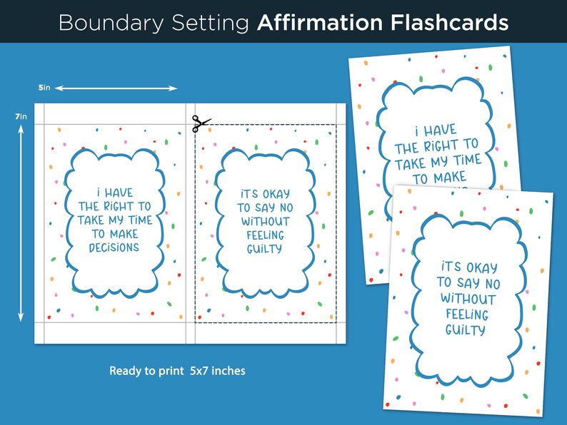 30 Boundary Setting Affirmation Flashcards, Therapy Resources, Self ...