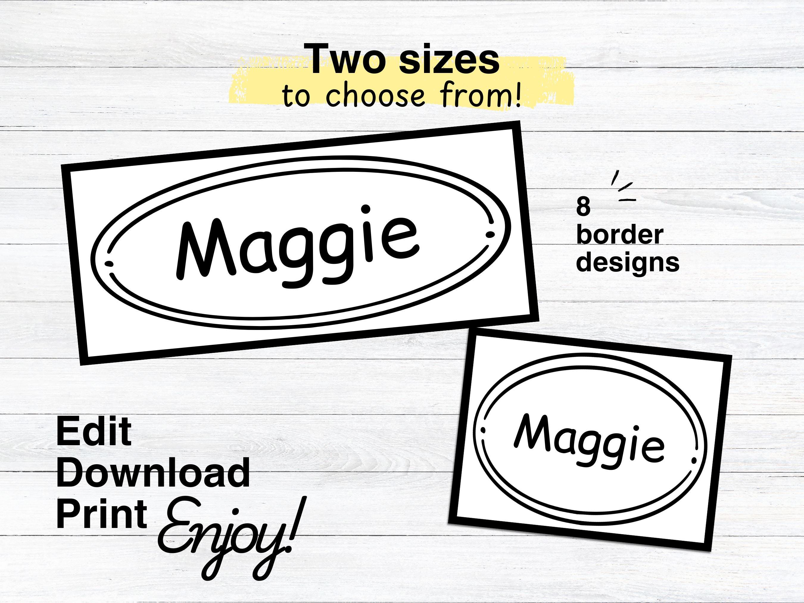 Editable Doodle Classroom Name Tags, Black and White (digital Download ...