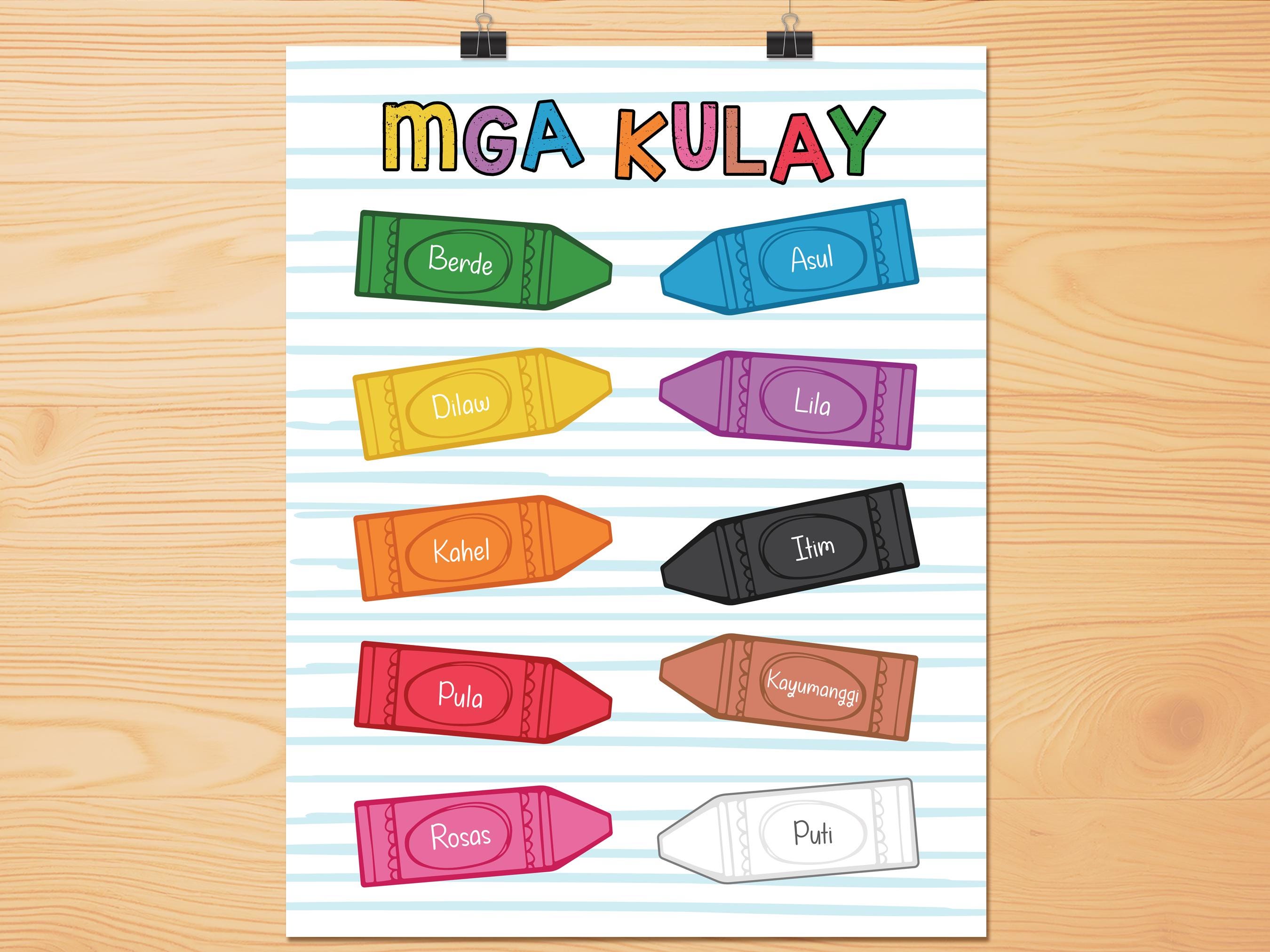 Educational Poster in Tagalog, Filipino Colors Poster for Classroom ...