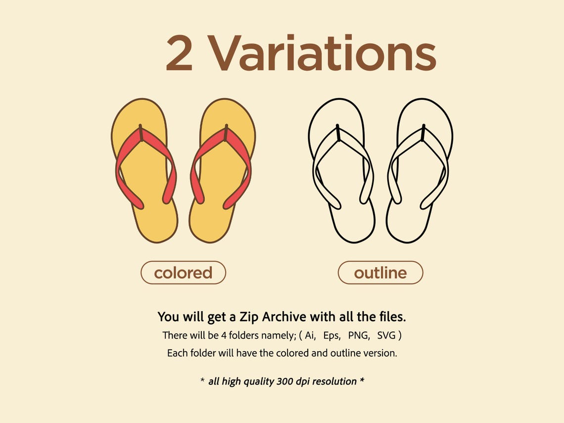 Slippers Svg, Slipper Clipart, Vector, Eps, Ai, Beach Slippers Clipart ...