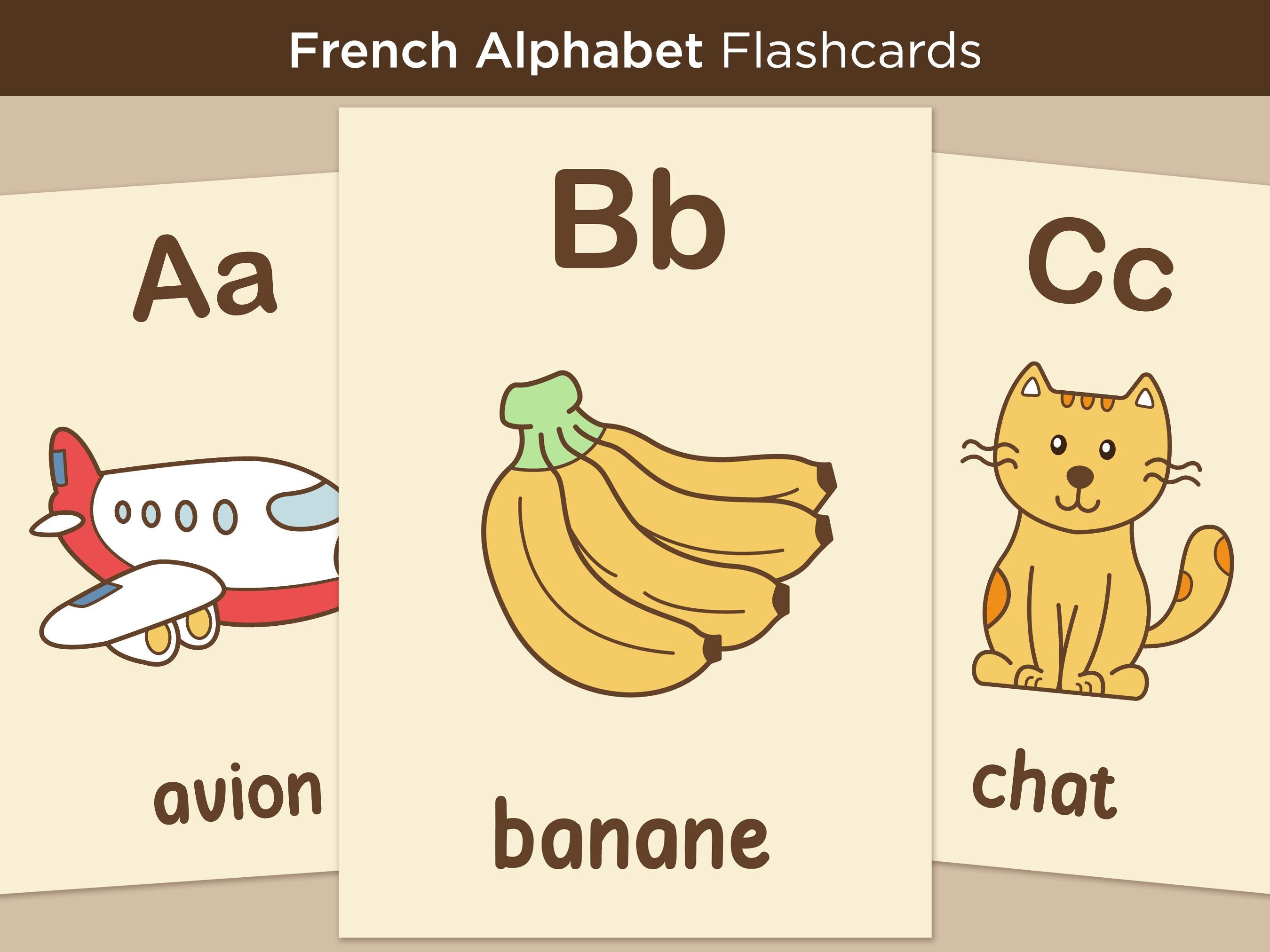 Printable French Alphabet Flash Cards, Early Learning (digital Download ...