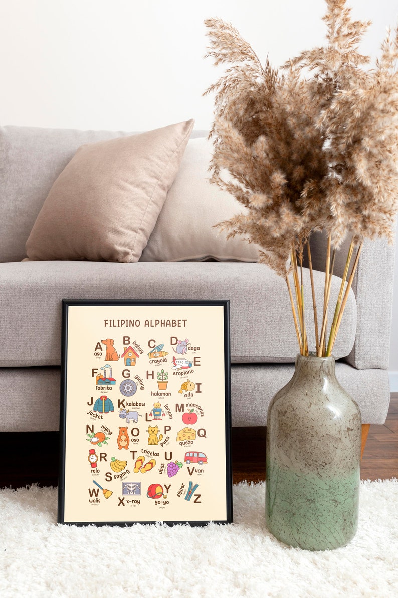 Filipino Alphabet Printable Poster, Tagalog Alphabet Kids Room Decor ...