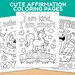 Cute Affirmation Coloring Pages | Positive Words, Kids Mindfulness ...