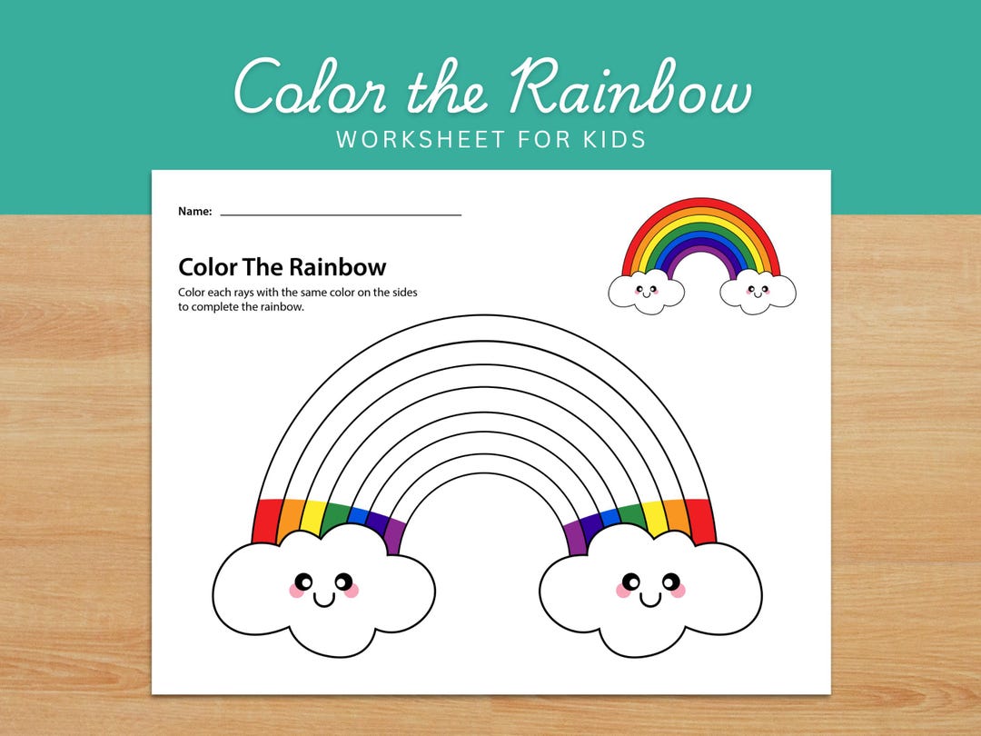 Lindo arcoíris para colorear, hoja de trabajo para niños, actividad ...