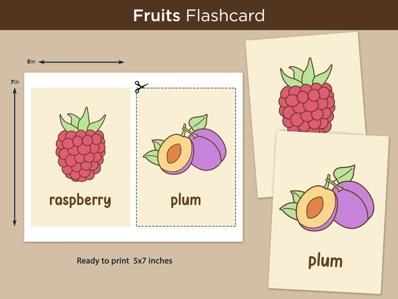 30 Illustrative Fruit Flashcards, Montessori Cards, Nomenclature ...