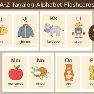 Filipino Alphabet Flashcards, Tagalog Flashcards Alphabets With English ...