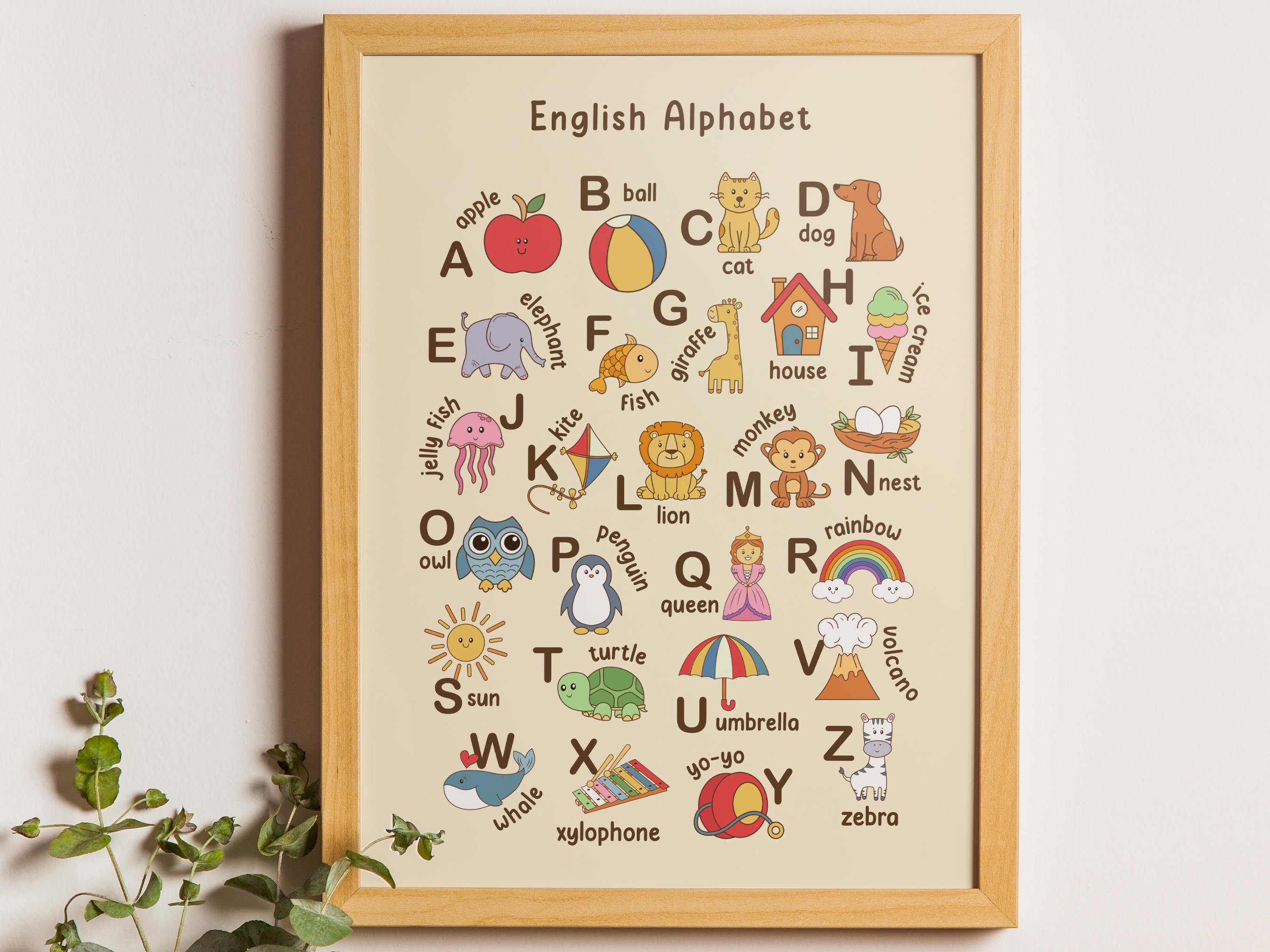 Cute Illustrative English Alphabet, ABC Print, Alphabet Poster Art ...