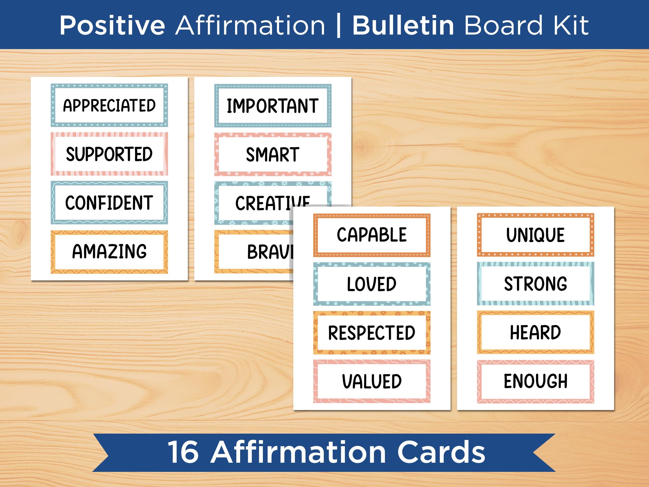 Positive Affirmation Bulletin Board Kit, Boho Classroom Decor ...