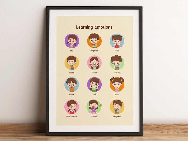 Learning Emotions Matte Vertical Posters, Feelings Chart, Kindergarten ...