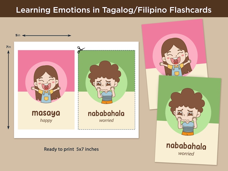 Filipino Emotions Flashcards, Tagalog Feelings Flashcards, Printable ...