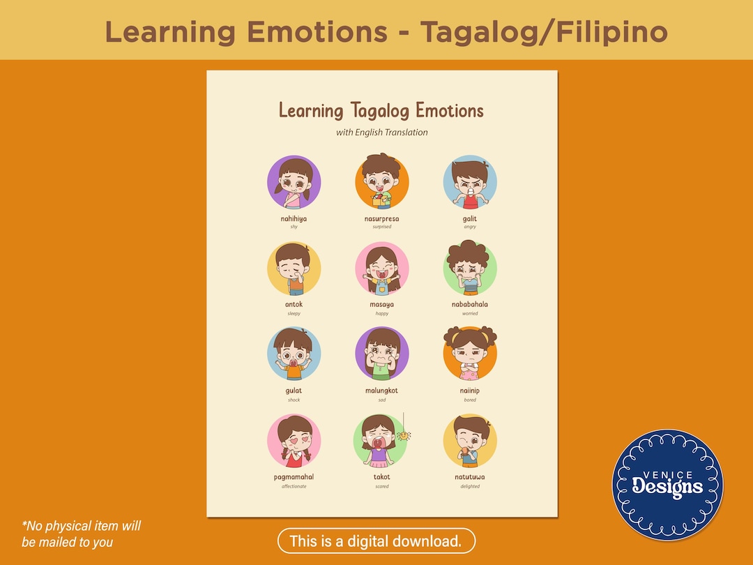 Filipino Language Emotions Poster, Feelings Chart, Psychology Kids ...