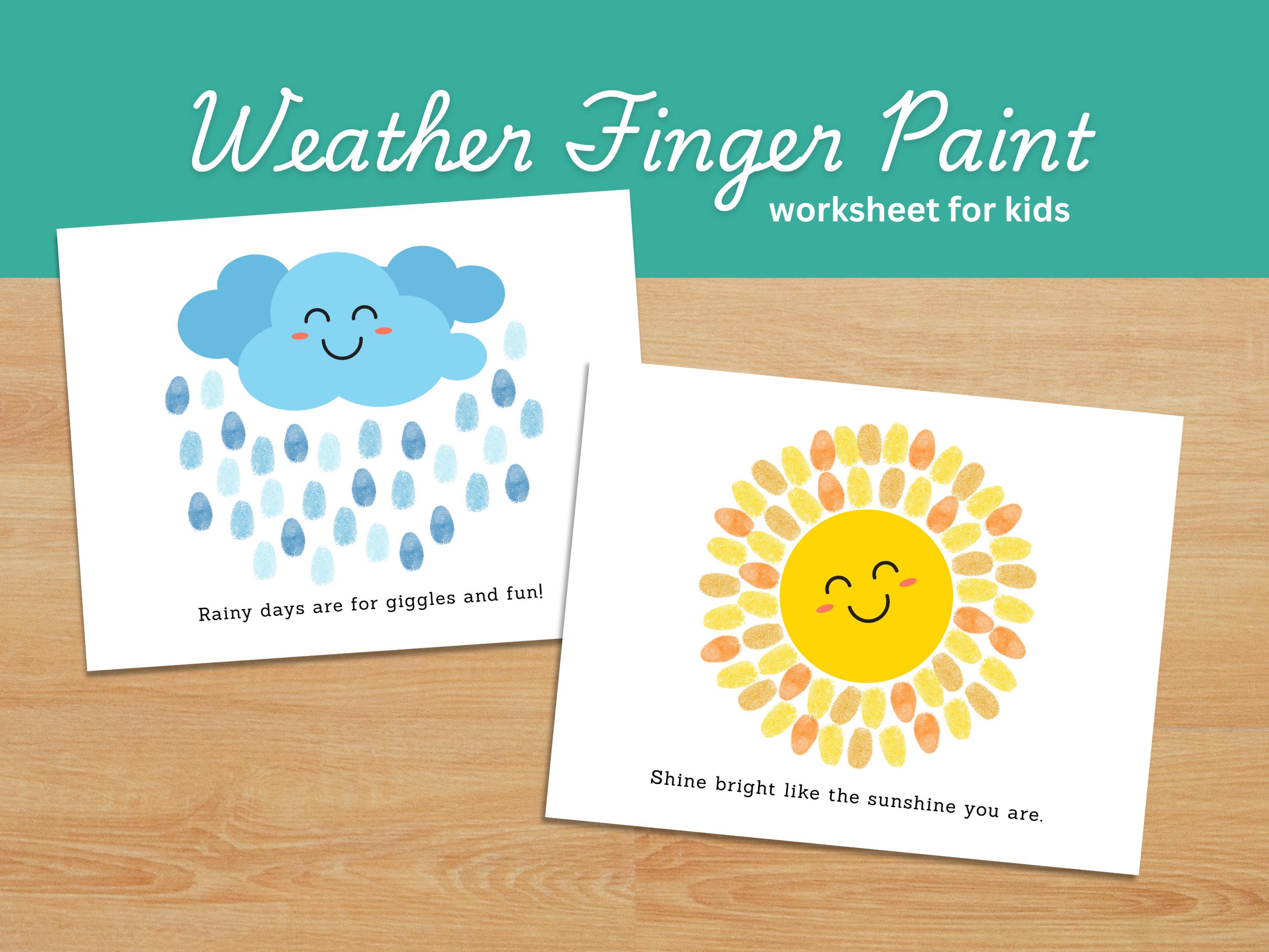 Weather Finger Paint Activity for Kids, Sun Fingerprint Art, Rain ...