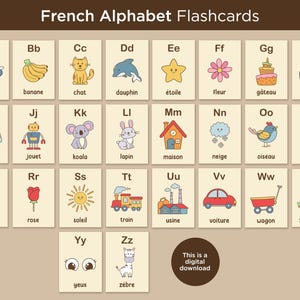 Printable French Alphabet Flash Cards, Toddlers Preschool Early ...