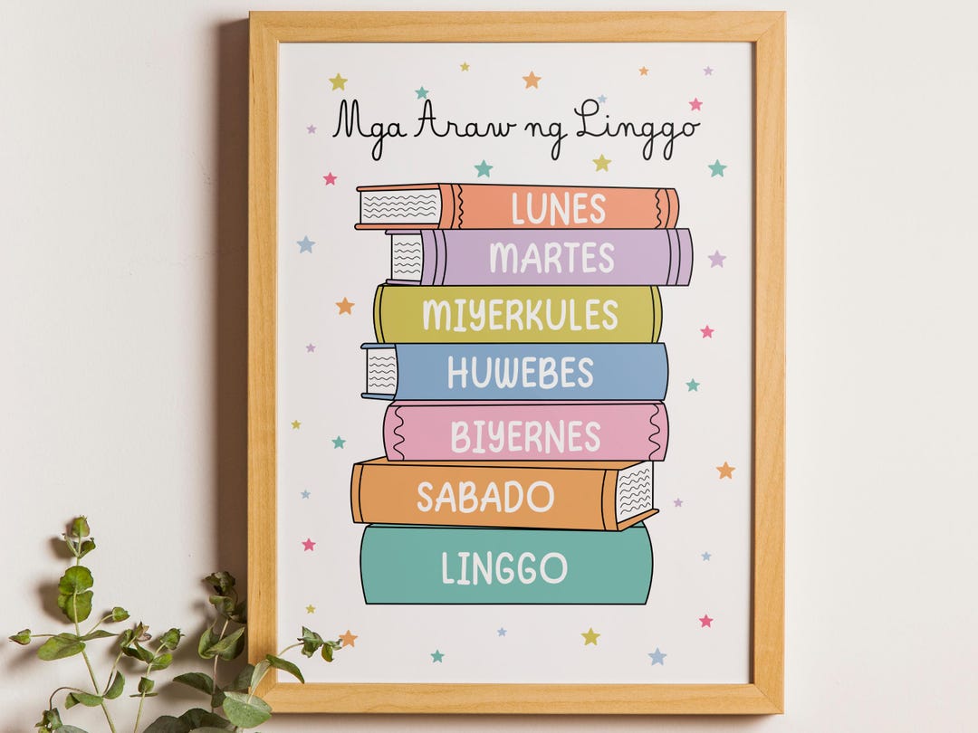 Tagalog Days of the Week Poster, Filipino Kids Wall Art, Filipino ...