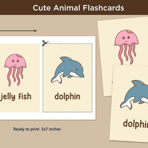 30 Cute Animal Flashcards, Pre-school Cards, Montessori Flash Cards ...