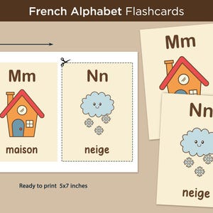 Printable French Alphabet Flash Cards, Toddlers Preschool Early ...