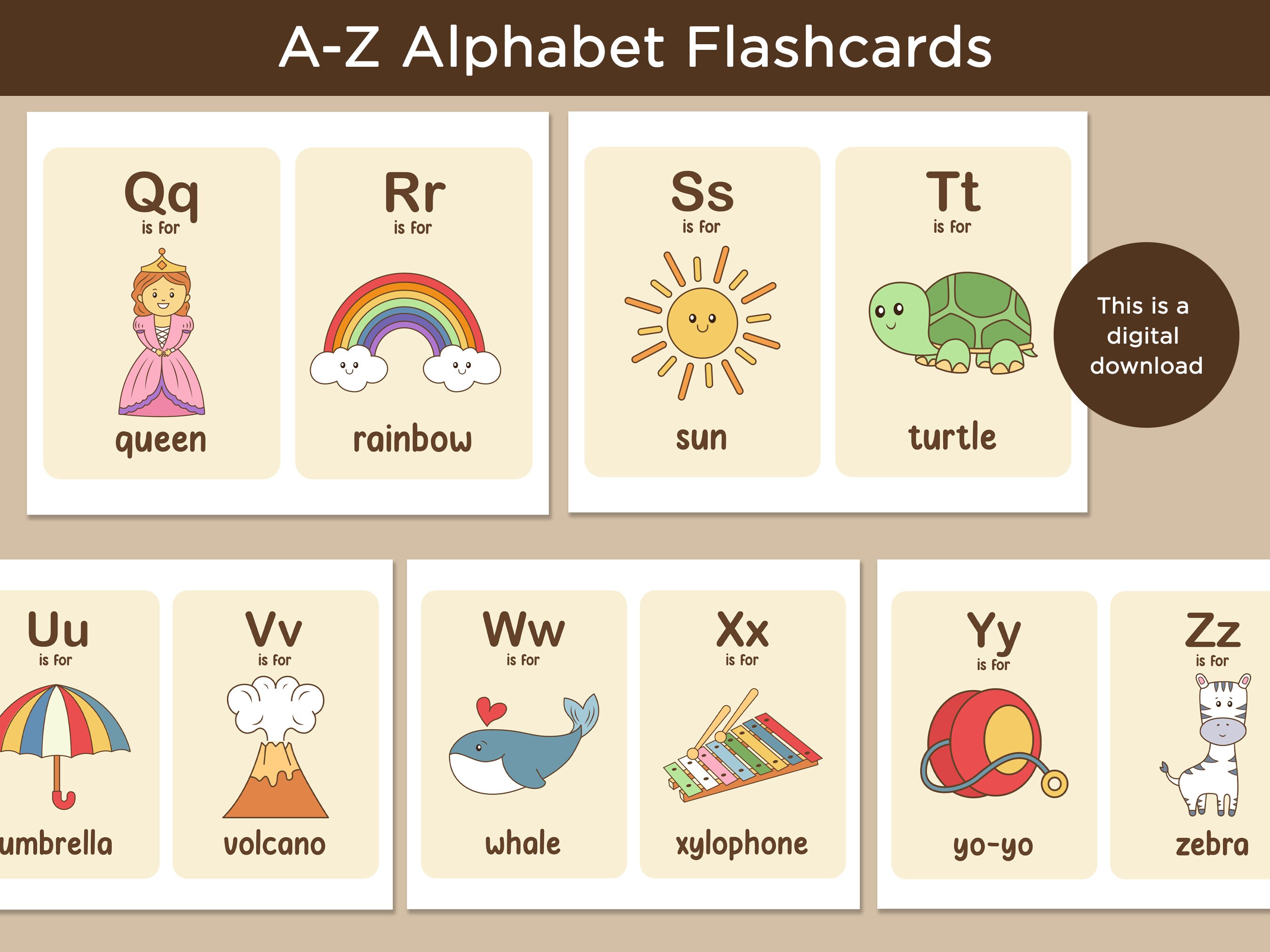 ABC Flash Cards for Kids, Learn Abcs, Printable Alphabet Flash Cards ...