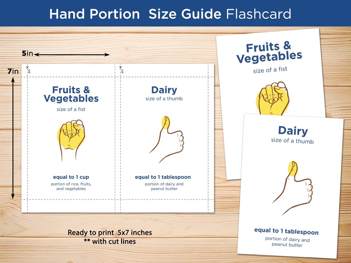 Hand Portion Food Guide Flashcards, Portion Control Guide, Portion Size ...
