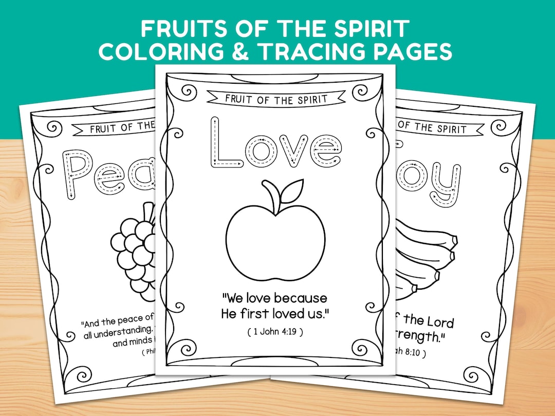 Fruits of the Spirit Coloring and Tracing Pages, Christian Printable ...